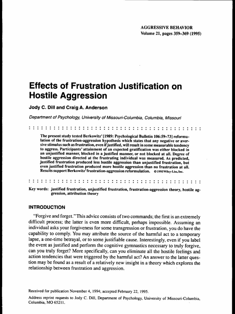 Effects of Frustration | PDF | Aggression | Affect (Psychology)