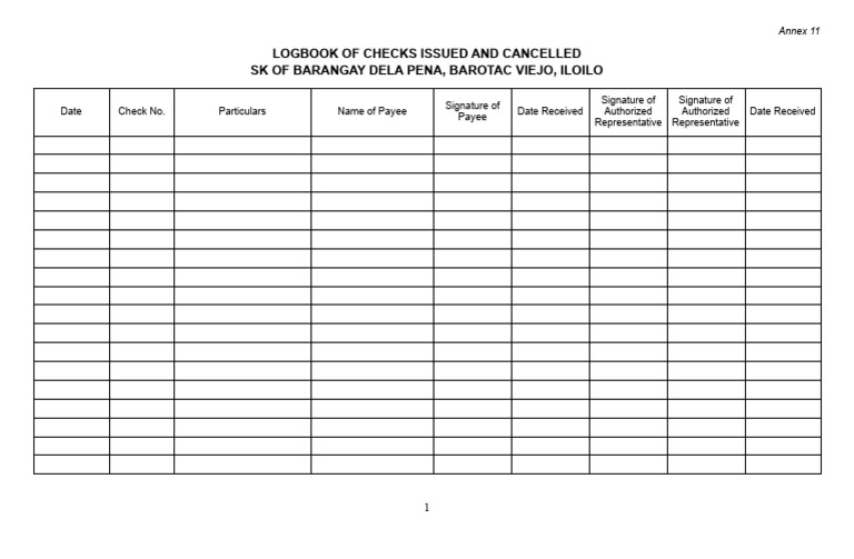 Annex 11 - Logbook of Check Issued and Cancelled | PDF