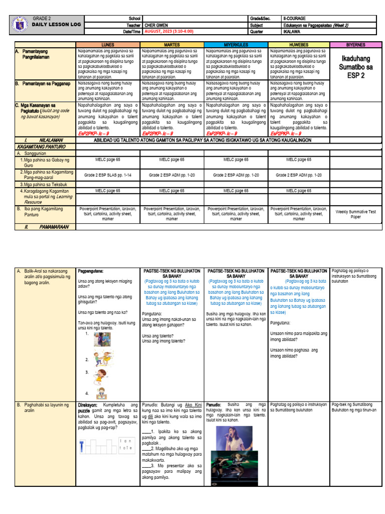 Q1 DLL Esp2 Week-2 | PDF