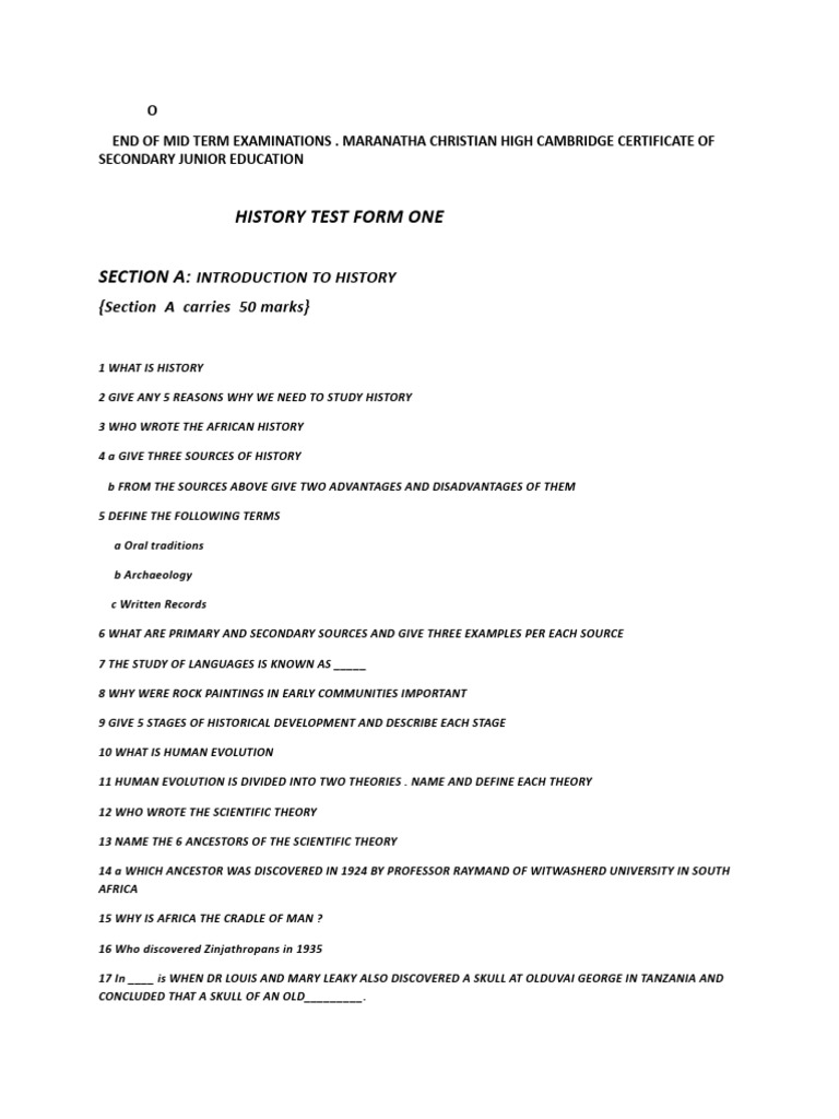 History Revision | PDF | Zimbabwe | Human Evolution