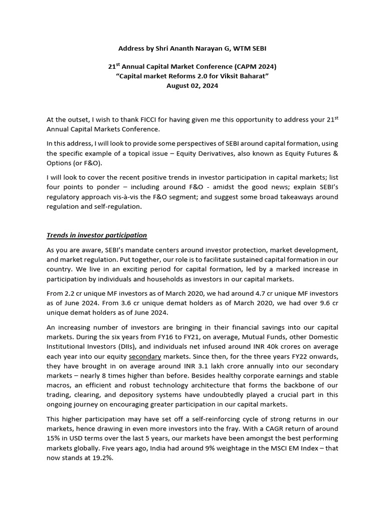 Capital Market Reforms 2.0 For Viksit Bharat | PDF | Option (Finance ...