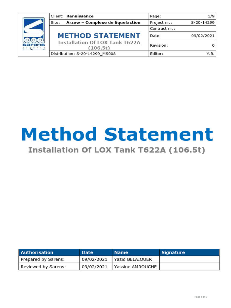 Method Statement | PDF | Crane (Machine)