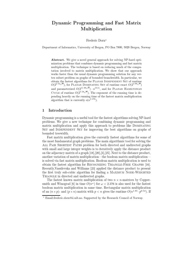 ESA06A_dorn | PDF | Matrix (Mathematics) | Time Complexity