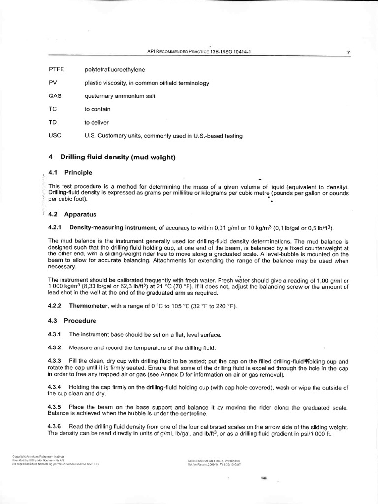 API RP 13-B1 Recommended Practice For Field Testing Water-Based ...
