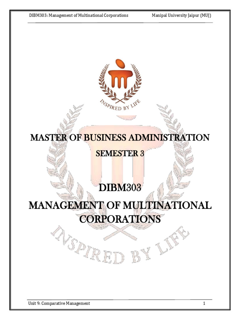 DIBM303 Unit 09 Comparative Management | PDF | Corporate Social Responsibility | Mergers And ...