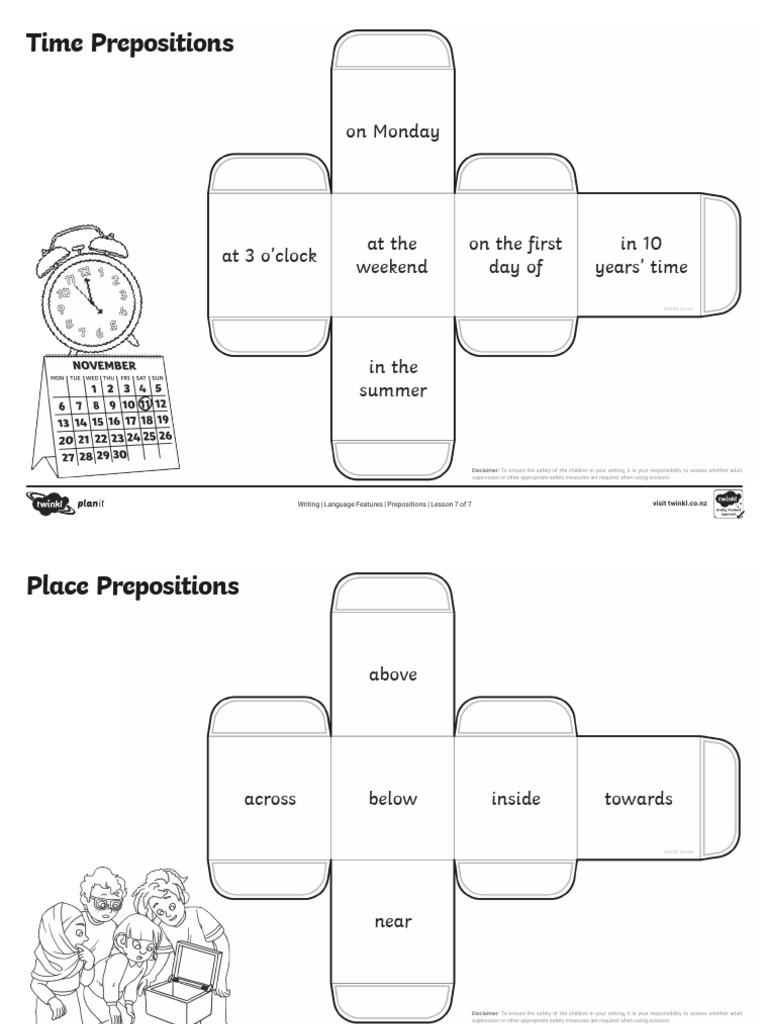 Preposition Dice Activity | PDF