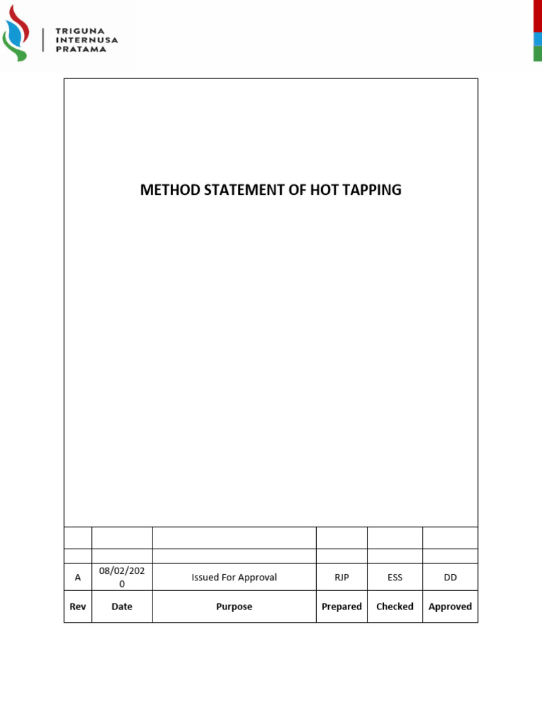 Method Statement Hot Tapping | PDF | Welding | Construction