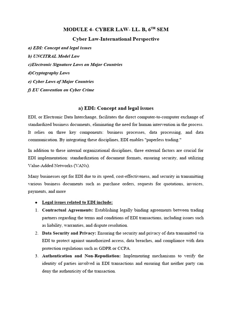 Module 4 Session 2 Cyber Law | PDF | Electronic Data Interchange ...