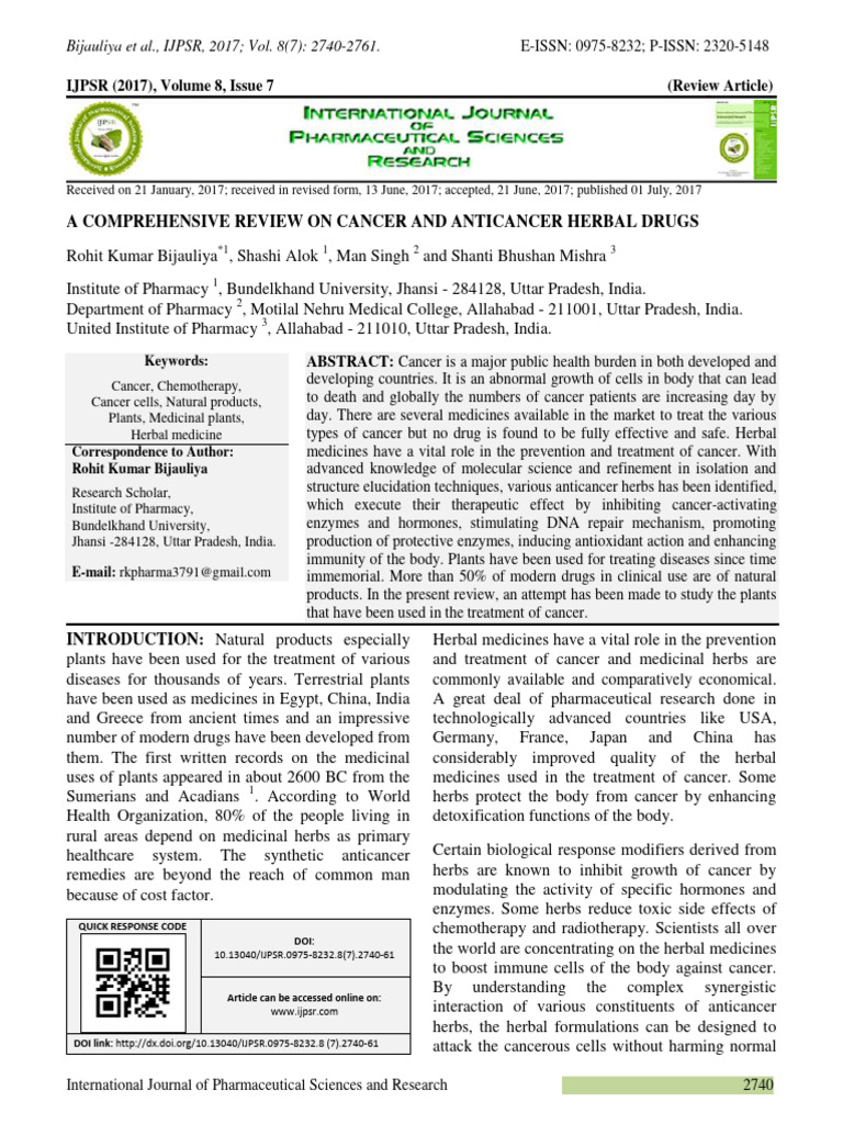2 Vol. 8 Issue 7 July 2017 IJPSR RE 2363 | PDF | Cancer | Chemotherapy