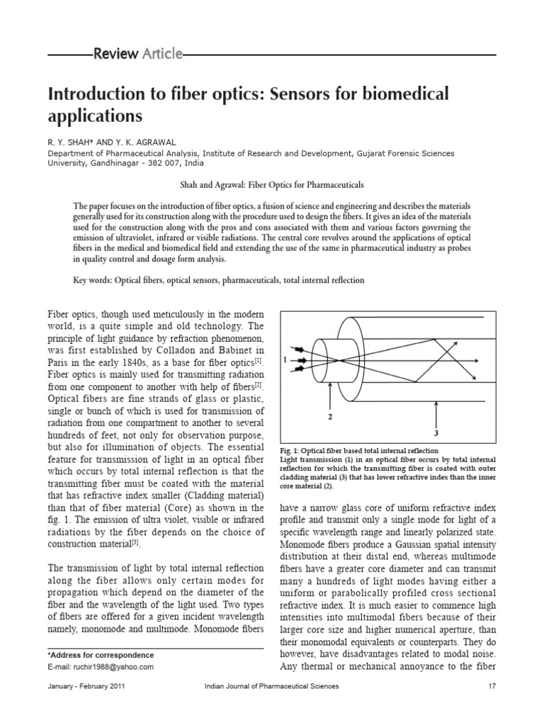 Sensors For Biomedical Applications | PDF | Optical Fiber | Refractive ...