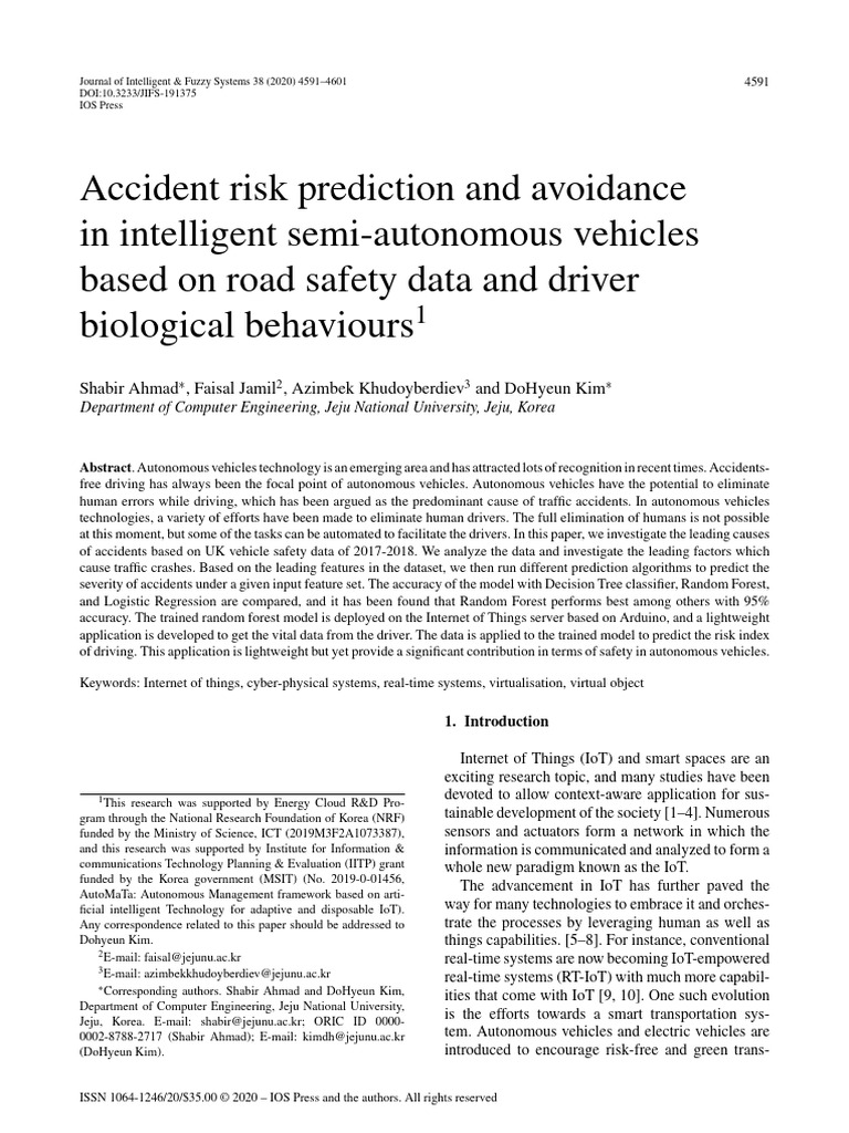 Accident Risk Prediction and Avoidance I | PDF | Internet Of Things ...