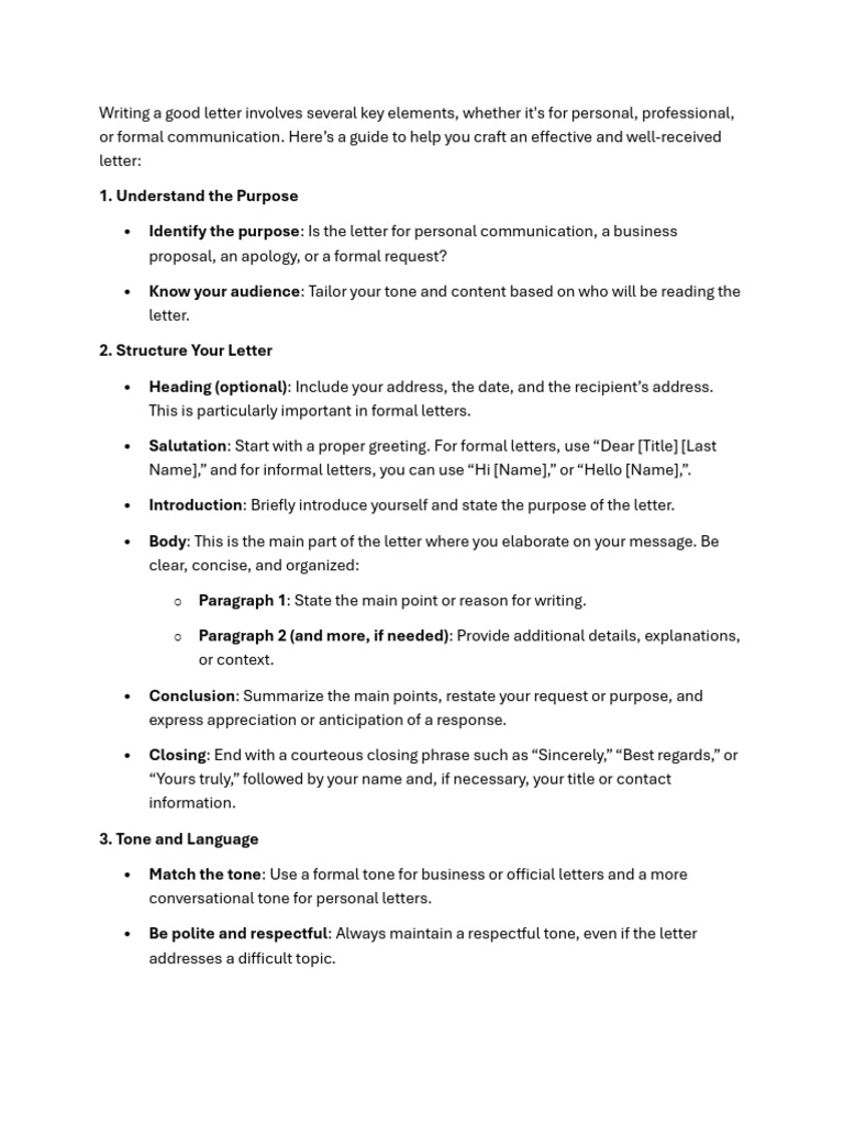 Wrting A Good Letter | PDF | Communication | Proofreading