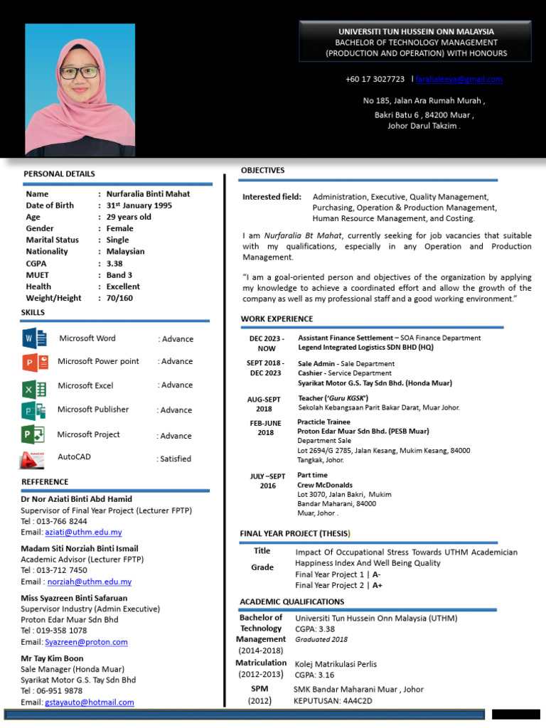 Resume - Nurfaralia BT Mahat | PDF | Business