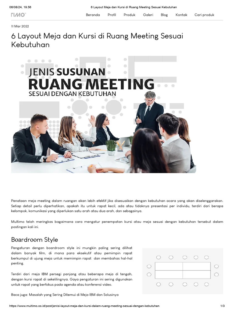 6 Layout Meja Dan Kursi Di Ruang Meeting Sesuai Kebutuhan | PDF