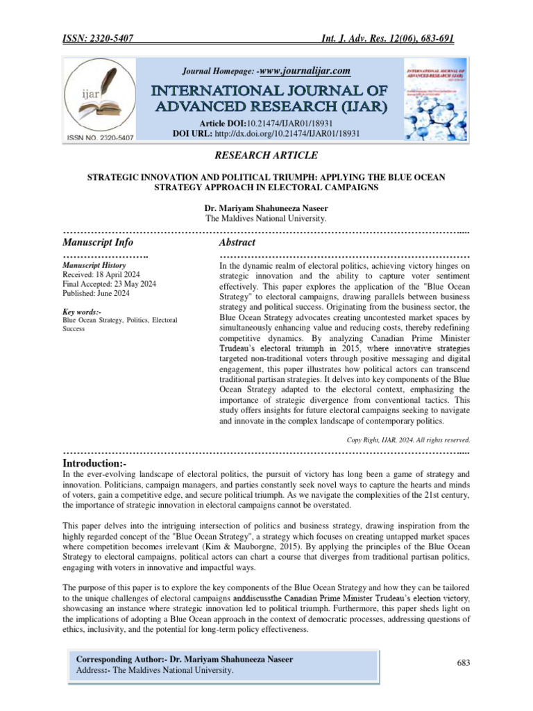 Blue Ocean Strategy in Politics | PDF | Political Campaigns | Leadership