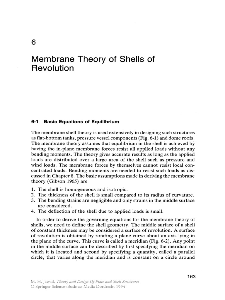 Membrane Theory of Shells of Revolution | PDF | Bending | Geometry