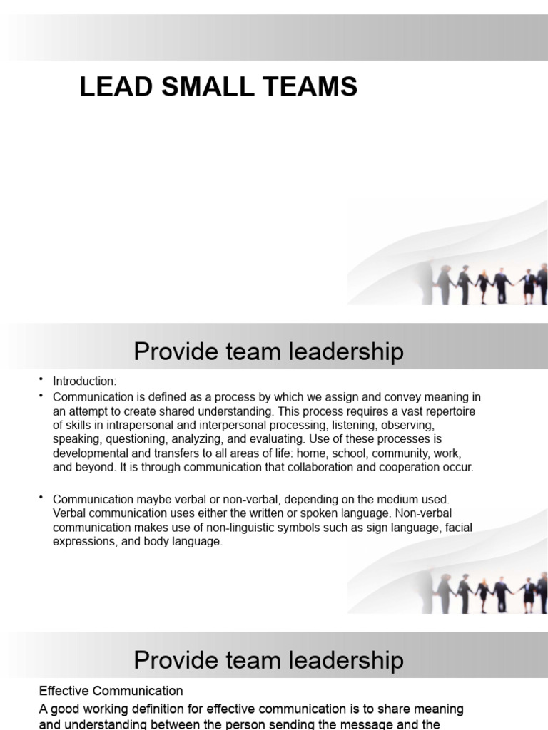 BC05 Lead Small Teams | PDF | Communication | Goal