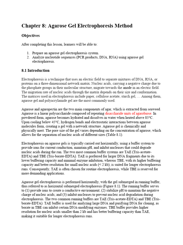 Chapter 8 | PDF | Gel Electrophoresis | Agarose Gel Electrophoresis