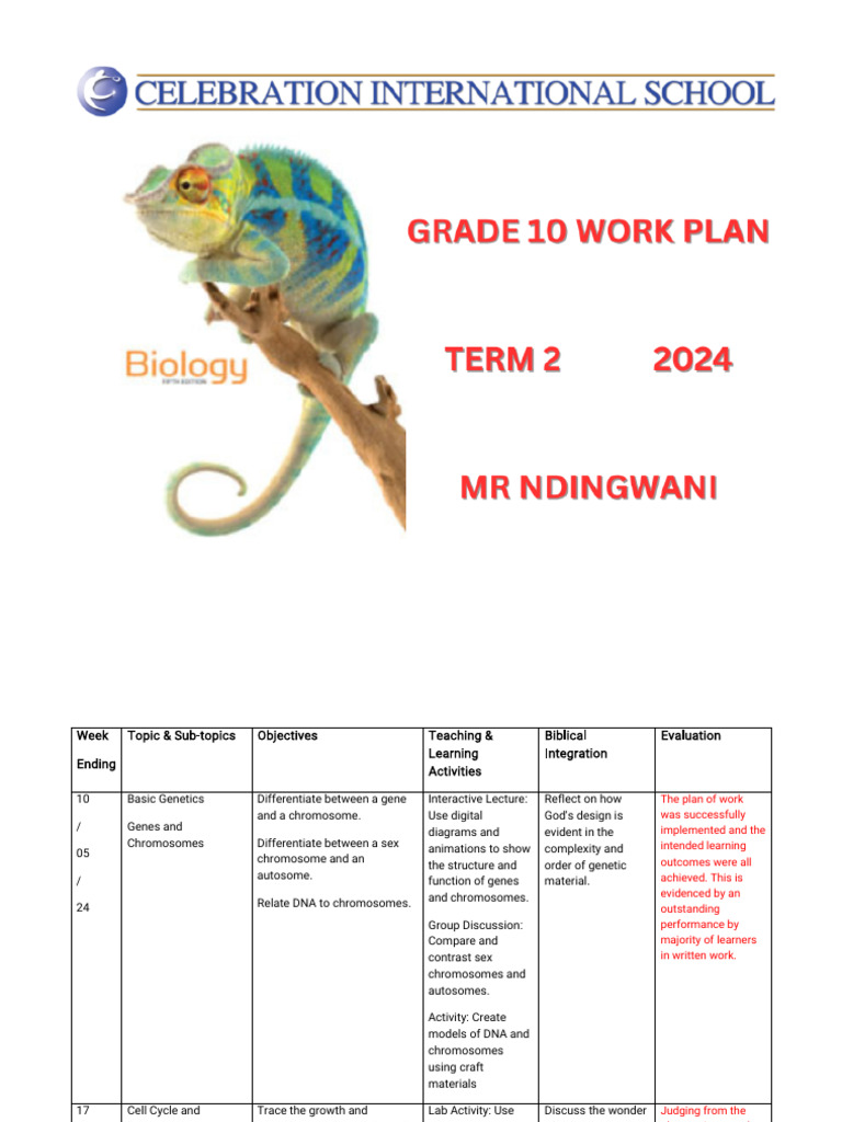 Grade 10 Bio Term 2 Work Plan | PDF | Genetics | Gene