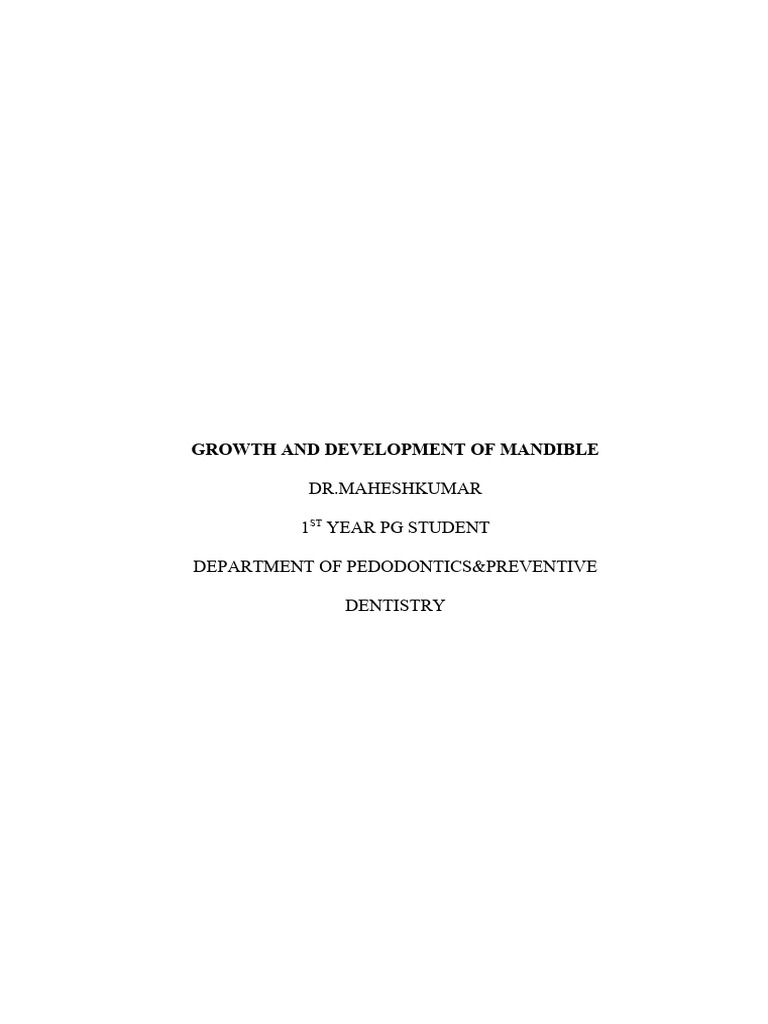 Mandible Growth and Development Overview | PDF | Anatomy