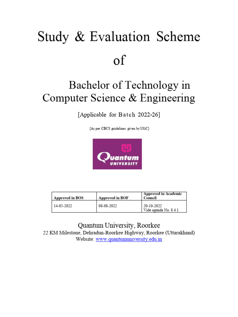 Bachelor of Technology Computer Science and Engineering Batch 2022 ...