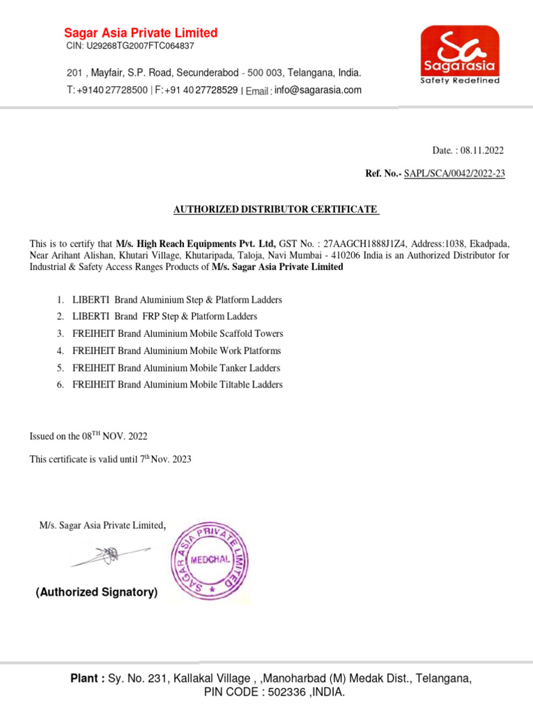 Authorized Distributor Certificate | PDF