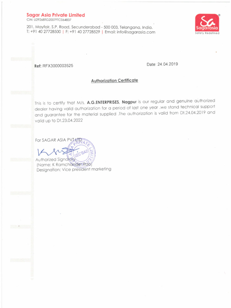 Authorisation Certificate | PDF