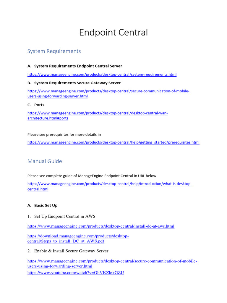 Endpoint Central System Requirements Guide | PDF | Server (Computing ...
