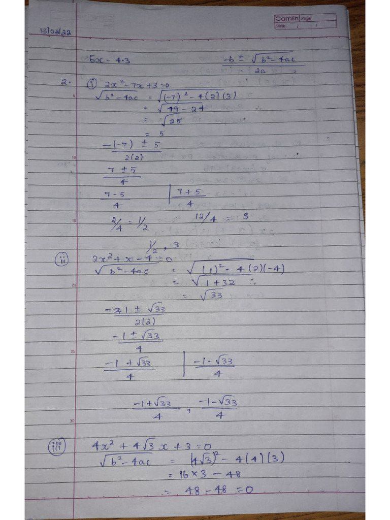 Quadratic Equation 4.3 1-6 Sums | PDF