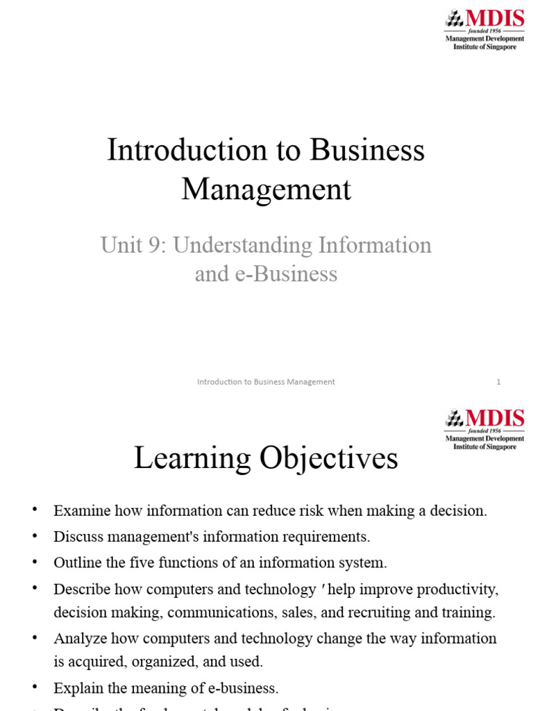 Unit 9 - Introduction To Business Management | PDF | Internet | Electronic Business