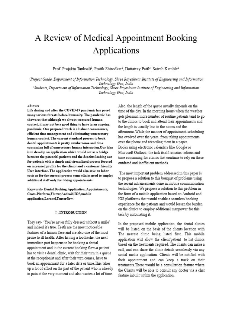 A Review of Medical Appointment Booking Applications | PDF ...