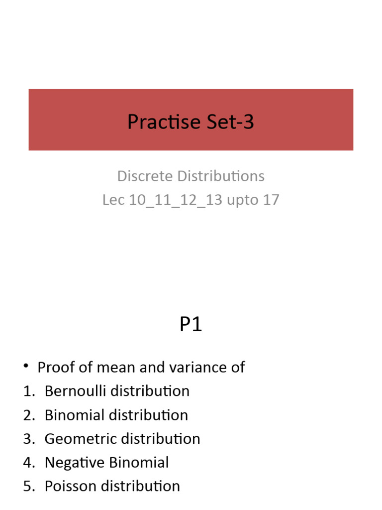 Practise Set 3 | PDF | Probability Theory | Statistical Theory