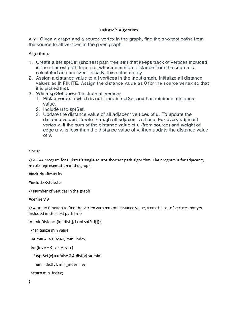 Dijkstra algorithm (LATEST PROGRAM) | PDF | Vertex (Graph Theory ... Dijkstra algorithm (LATEST PROGRAM) | PDF | Vertex (Graph Theory ...