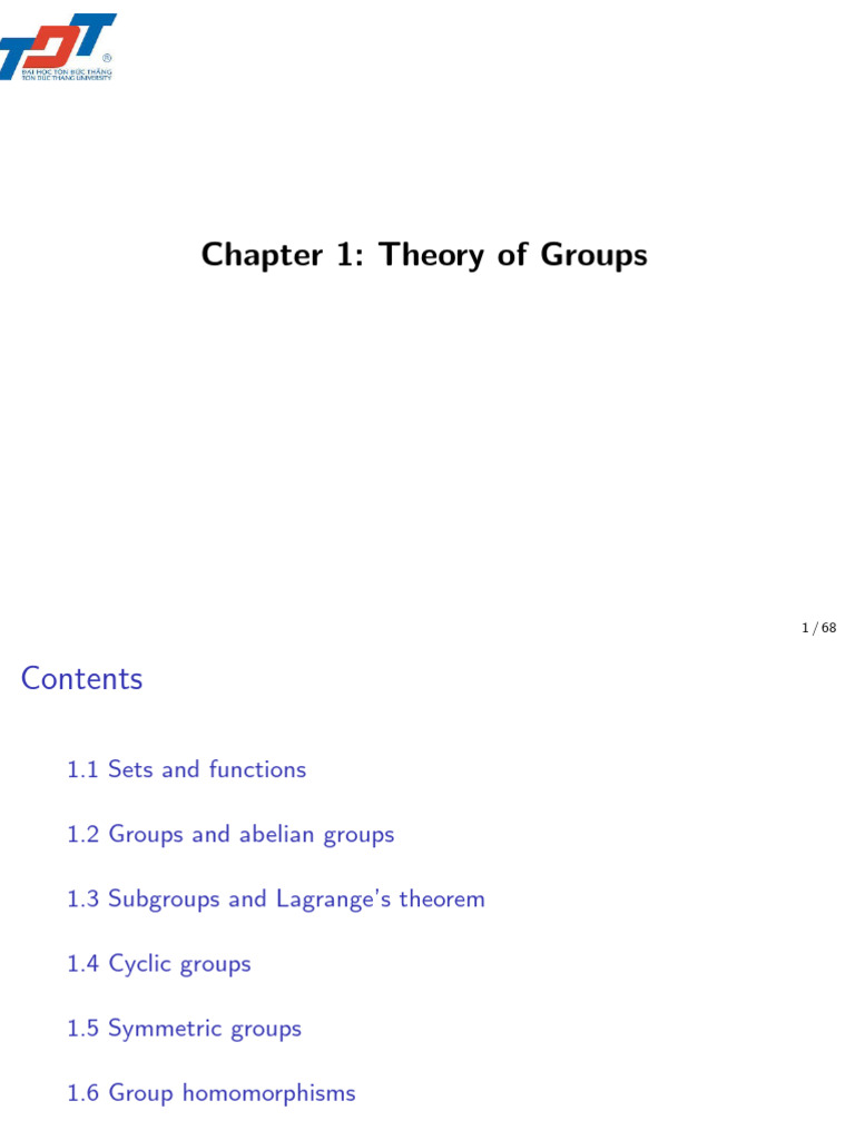 Chapter 1 - Groups | PDF | Group (Mathematics) | Function (Mathematics)