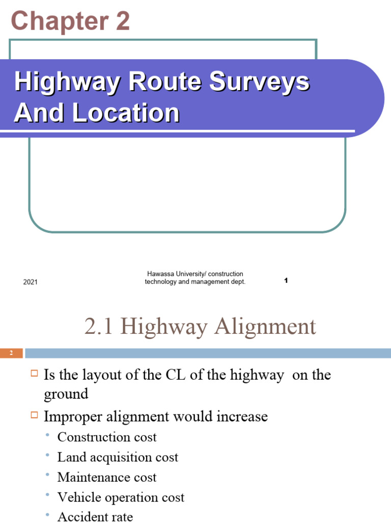 Chapter 2 - Highway Route Survey and Location | PDF | Road | Surveying