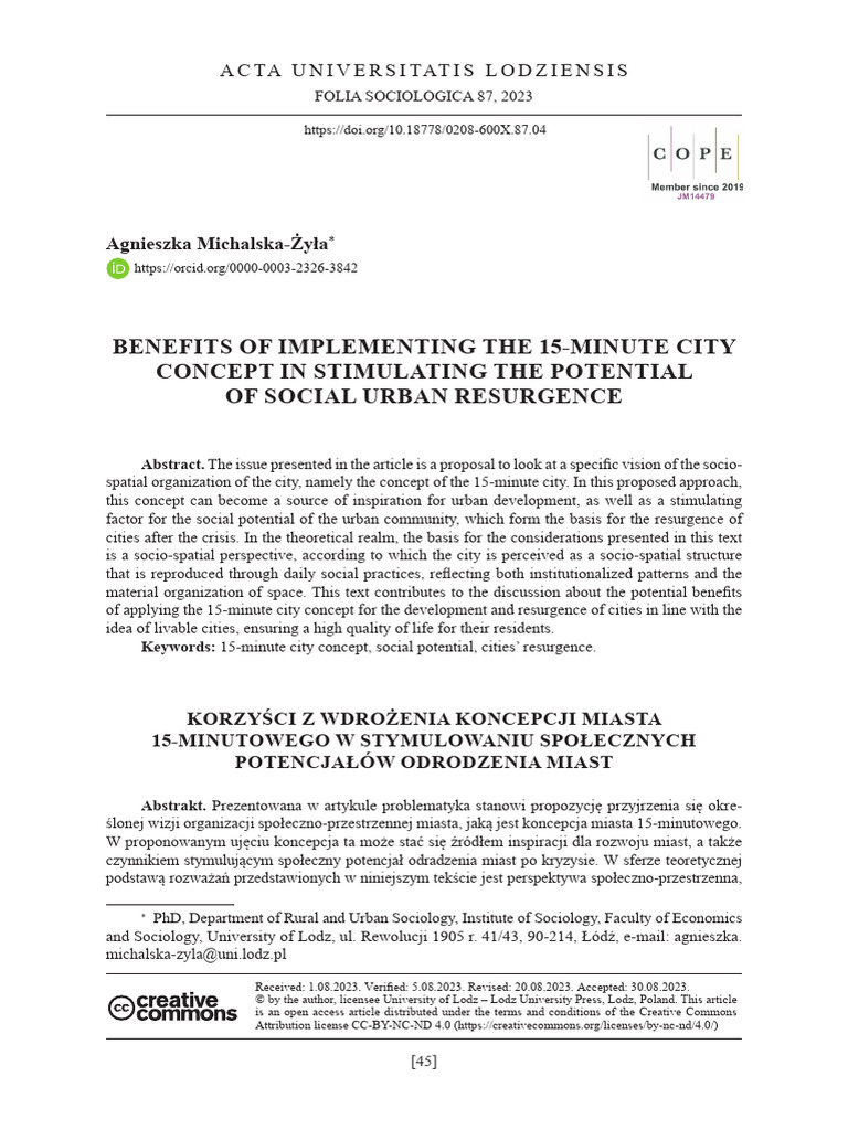 Benefits of Implementing The 15-Minute City Concept | PDF | Social ...
