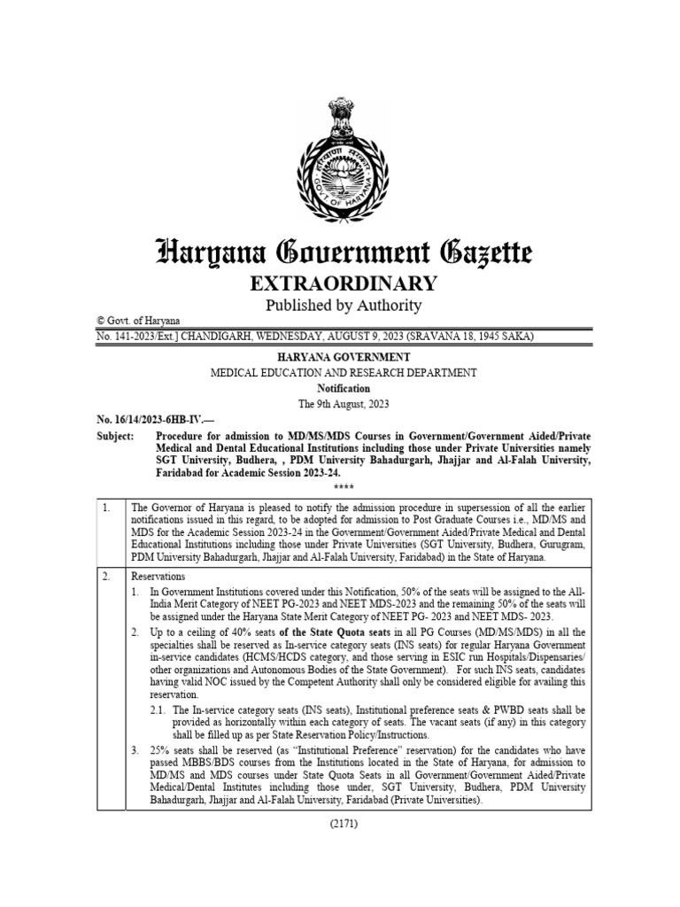 Gazette 141-2023 Ext 16868 | PDF | Doctor Of Medicine | Dental Degree