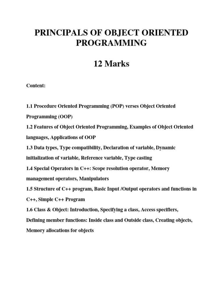1.principals of Object Oriented Programming | PDF | Pointer (Computer Programming) | Data Type