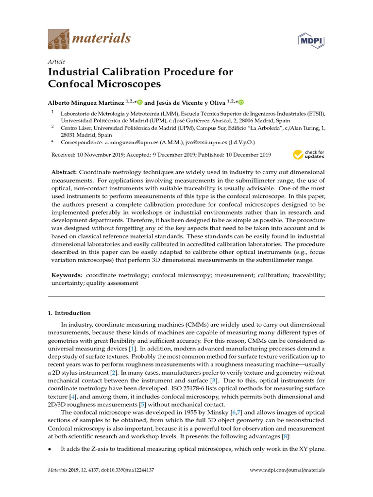 Industrial Calibration Procedure For Confocal Microscopes | PDF ...