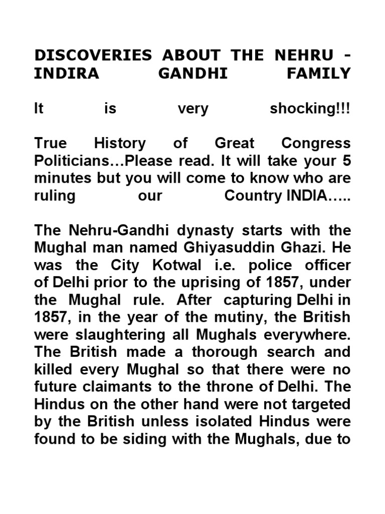 Discoveries About The Nehru Family | PDF | Jawaharlal Nehru | Delhi