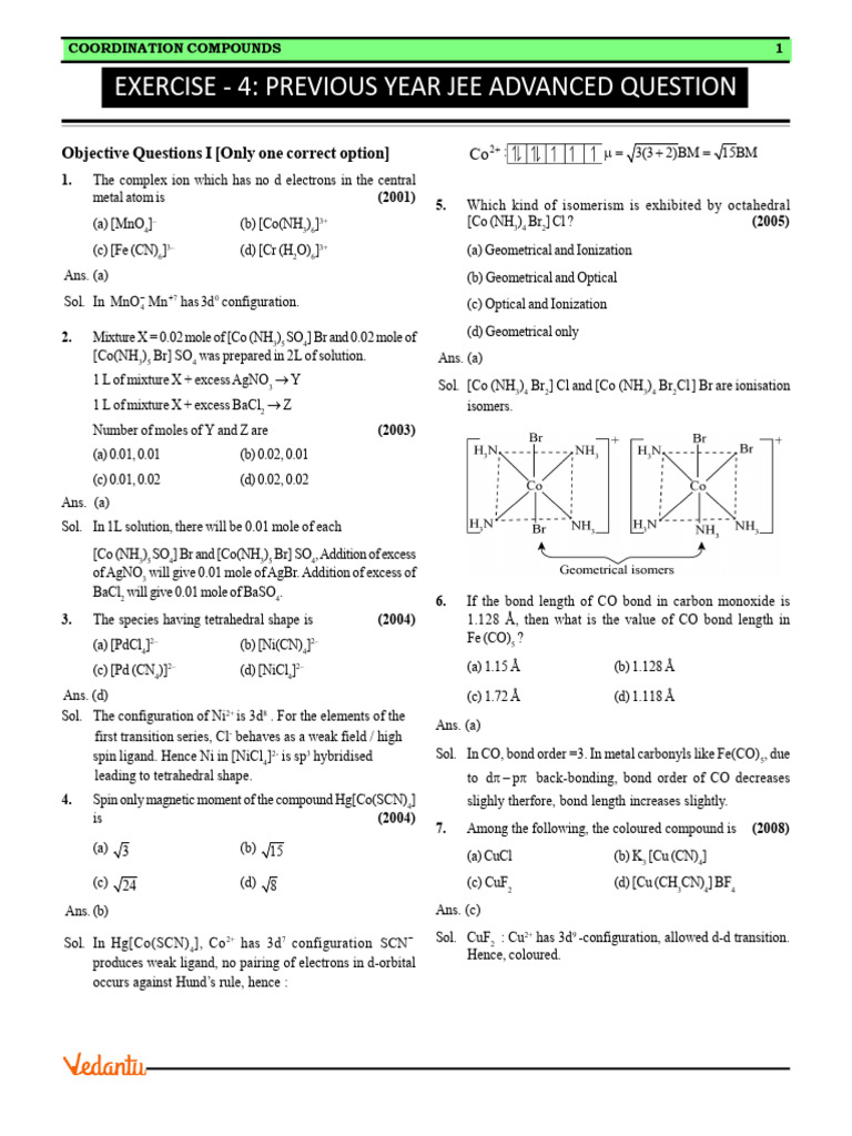Co-Ordination Compound Ex-4 | PDF | Coordination Complex | Iron