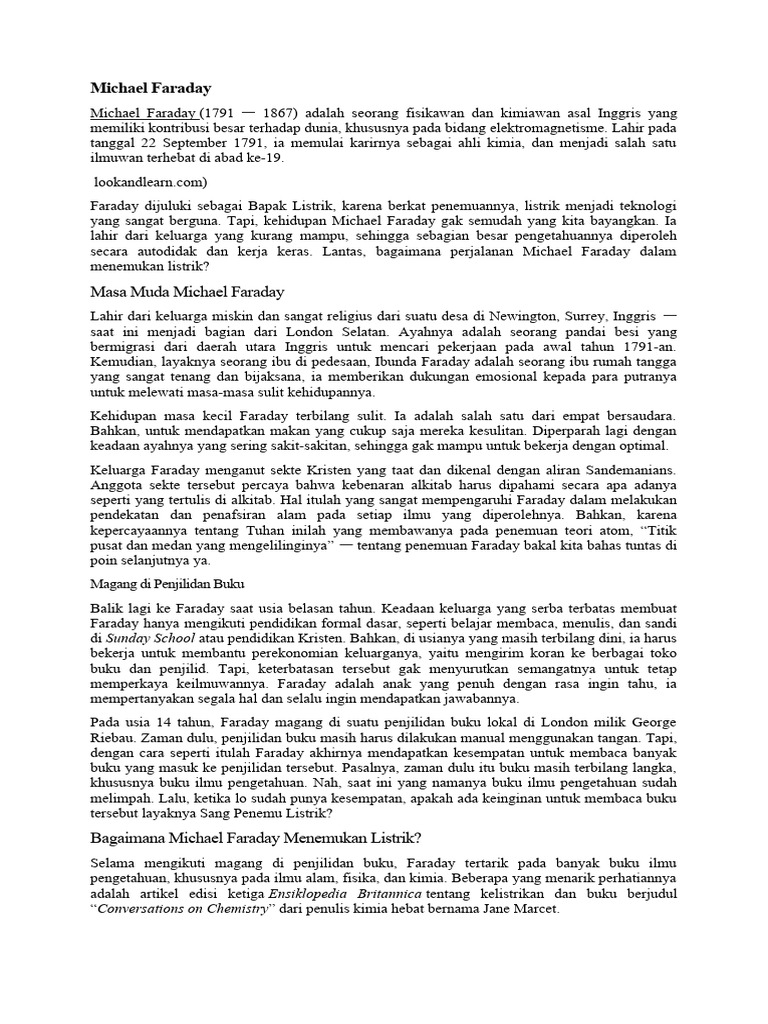 Penemu Listrik Michael Faraday | PDF
