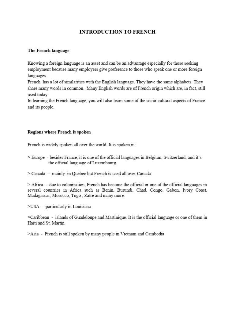 Introduction To French | PDF | French Language | Cultural Assimilation