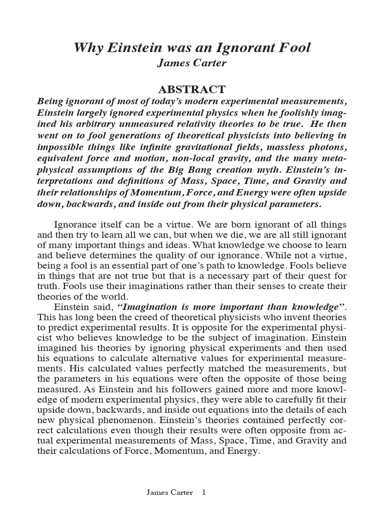 Why Einstein Was An Ignorant Fool | PDF | Universe | Photon