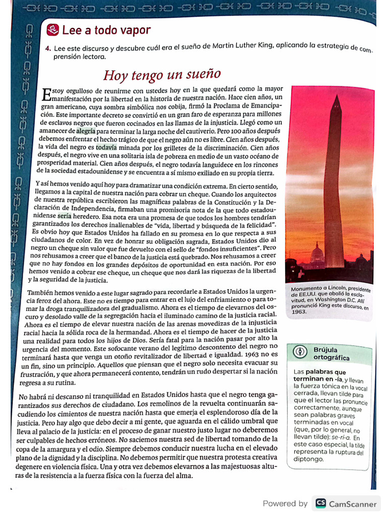 Lectura Tengo Un Sueño. | PDF