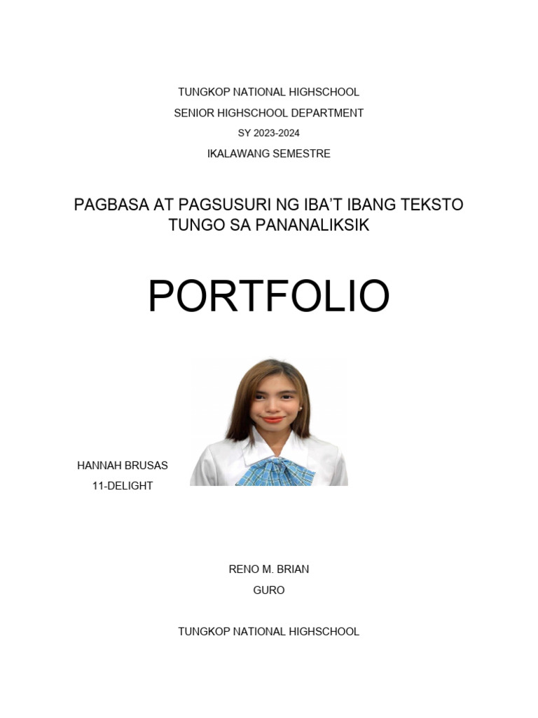 Senior High Research Portfolios | PDF