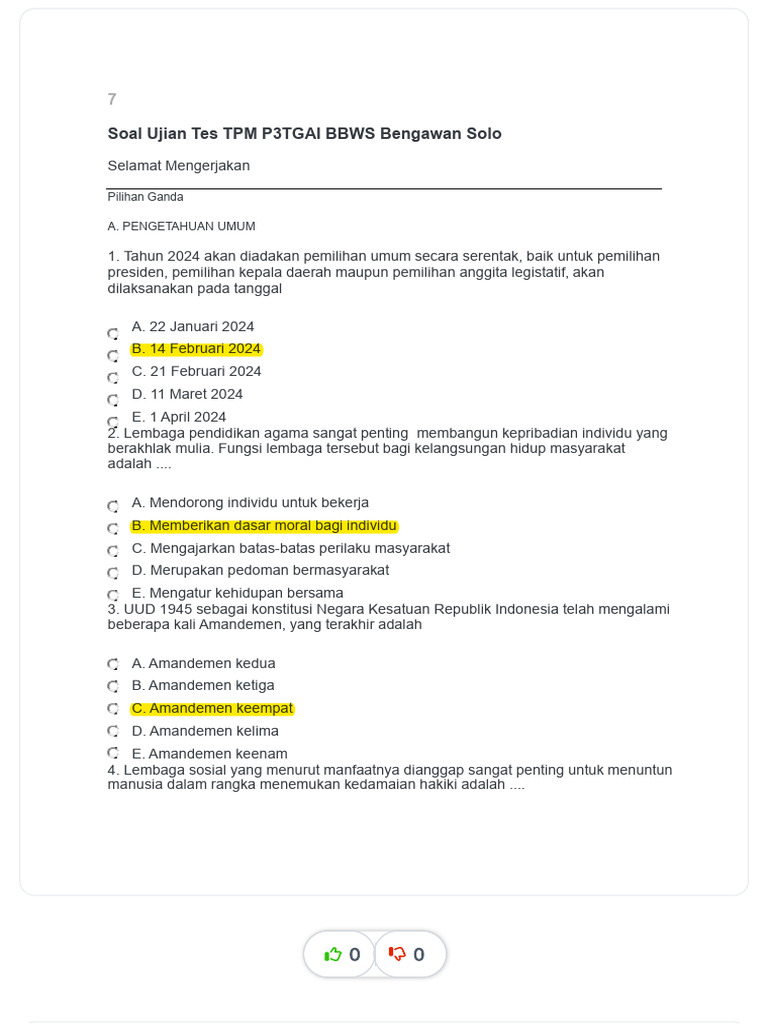 Contoh Soal Dan Jawaban TPM InsyaAllah Benar | PDF
