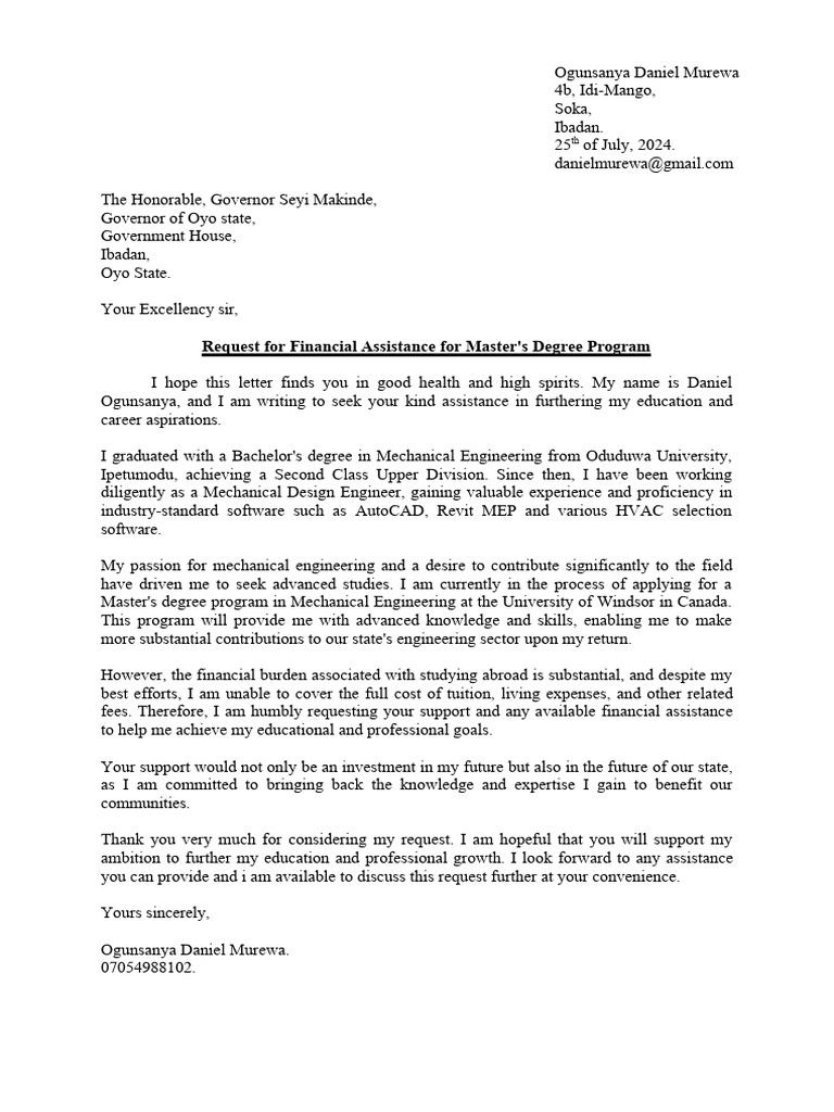 Ogunsanya Letter | PDF