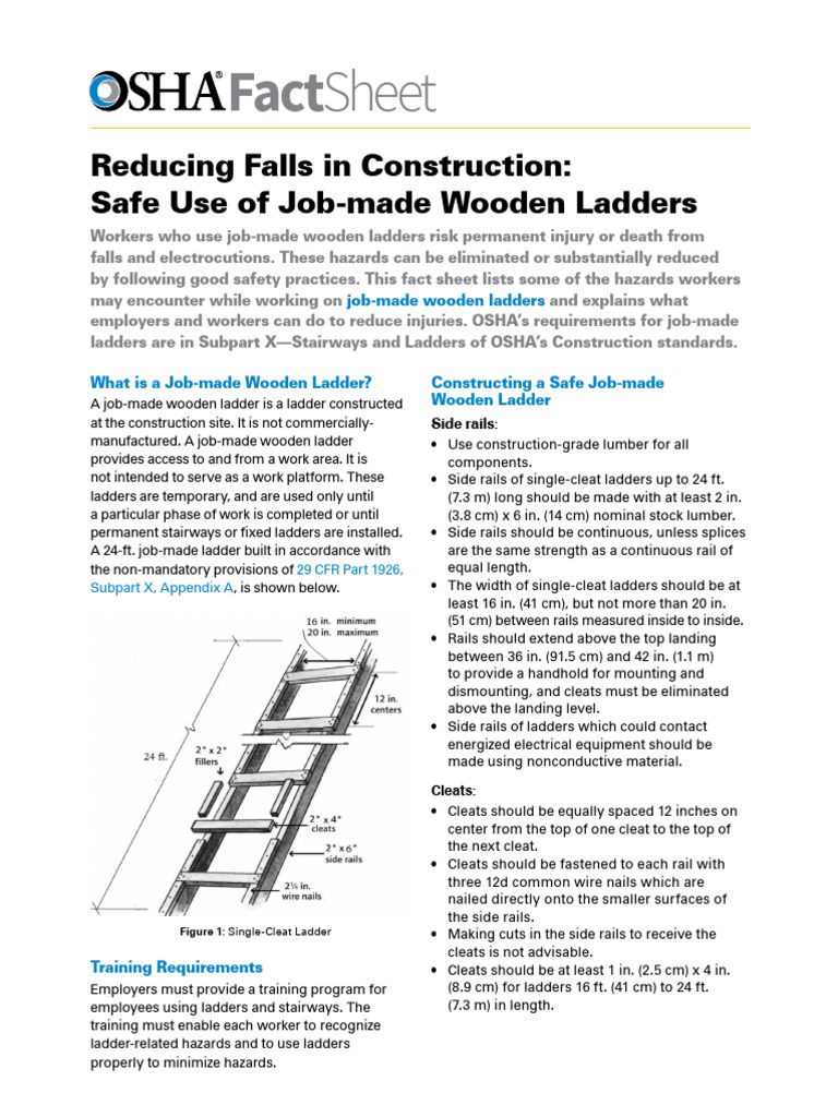 OSHA Guidelines for Job-Made Ladders | PDF | Occupational Safety And ...