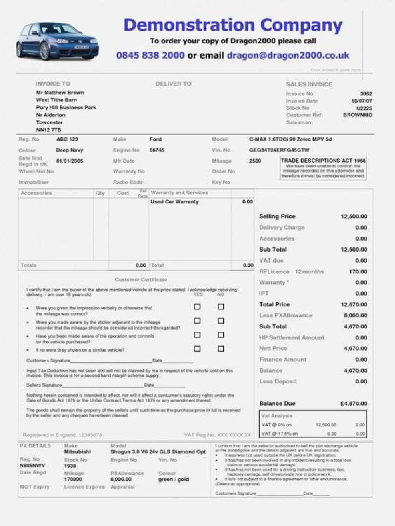 Car Invoice | PDF